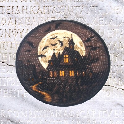 Haunted House Patch Iron-on Applique Halloween Badge Creepy Monster ...