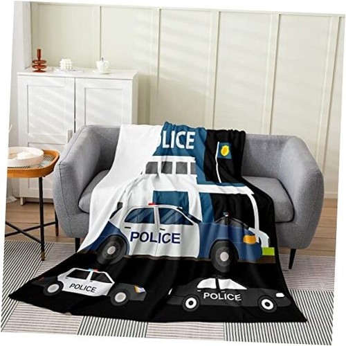 Police Car Throw Blanket - Kids Boys Girls, Cartoon Vehicles Twin Color ...