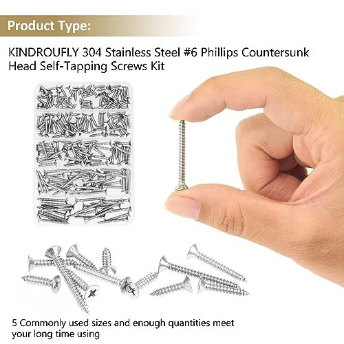 162 Pieces #6 x 1/2" 5/8" 3/4" 1" 1-1/4" Phillips Countersunk Head Self ...