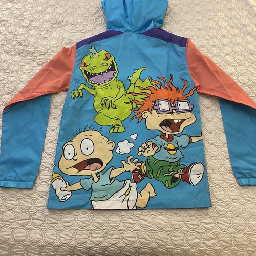 Nickelodeon Rugrats Rain Jacket Men Small Blue Windbreaker Zip Up ...