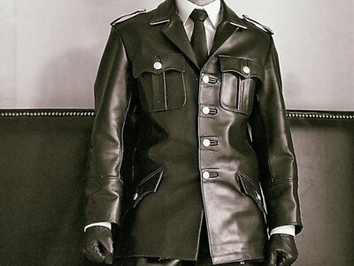 Men's Real Leather Jacket Leather Tunics Leather Shirt BLUF Police ...
