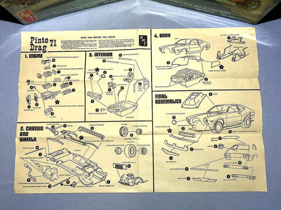 AMT 1971 FORD PINTO "WONDER PONY" KIT#T115-225 MPC 1/25 INSTRUCTION ...