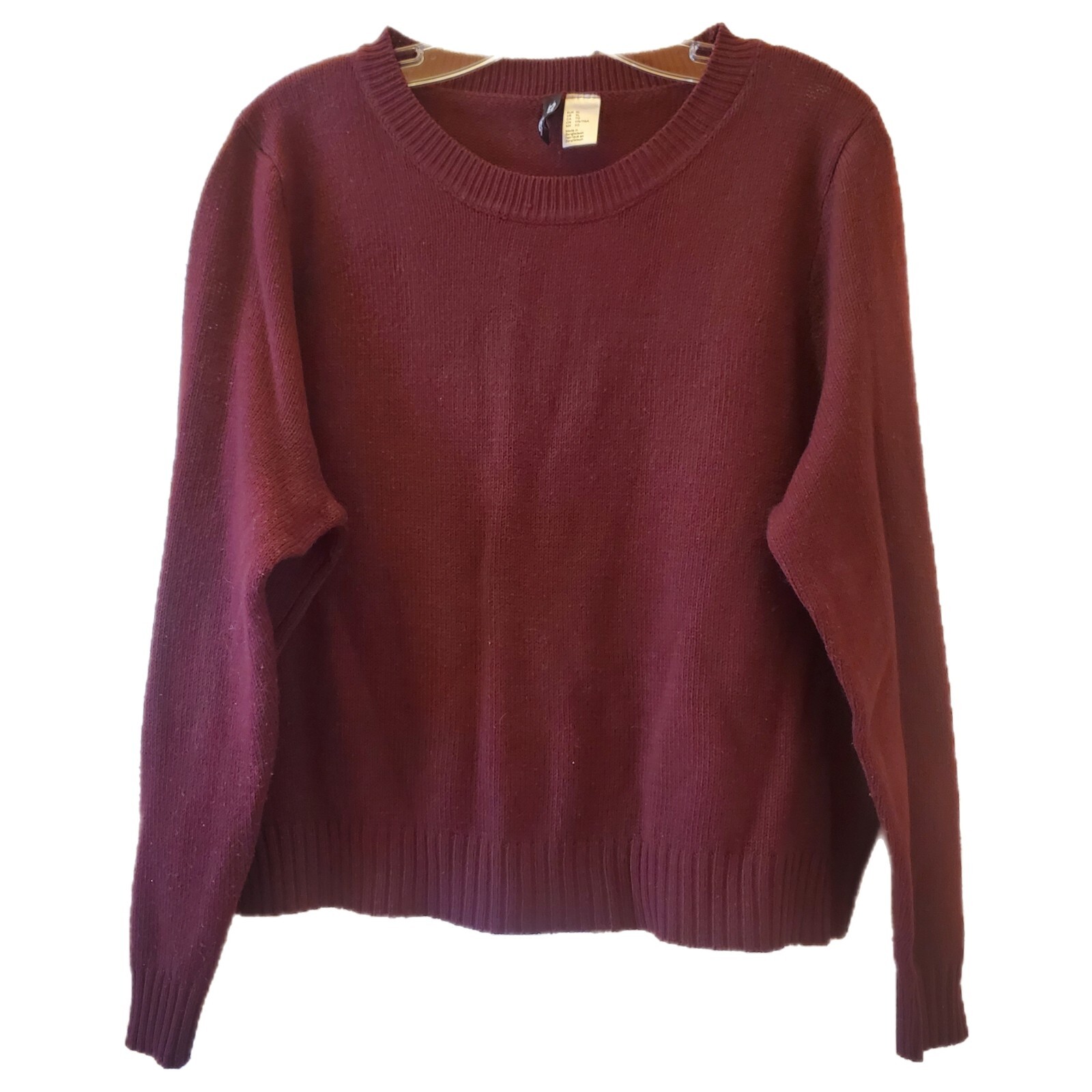 H&M Divided Sweater Burgundy Long Sleeve Cropped Junior Size XL Comfort ...