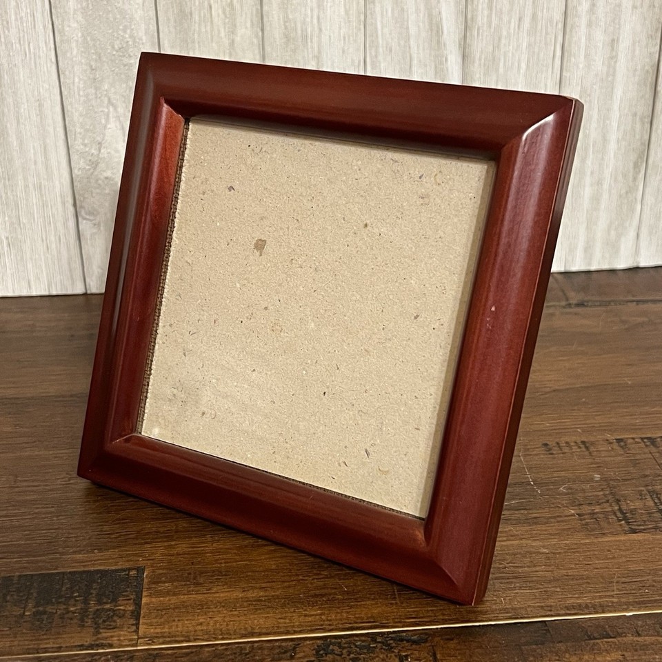 Cherry Stained Wood 5x5 Square Photo Picture Frame Burgundy Red Brown ...