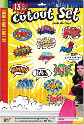 13 Pc Cutout Set - Super Hero Comic Book Decoration Cutouts - Cutouts ...