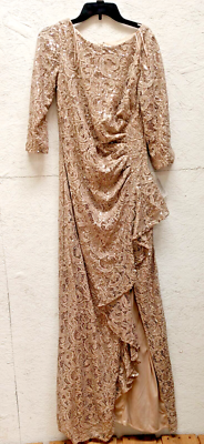 Alex Evenings Womens Long Sleeveless Cascade Ruffle with Front