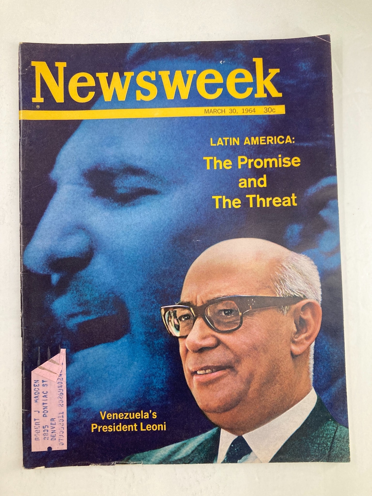 VTG Newsweek Magazine March 30 1964 Venezuela's President Raúl Leoni | eBay