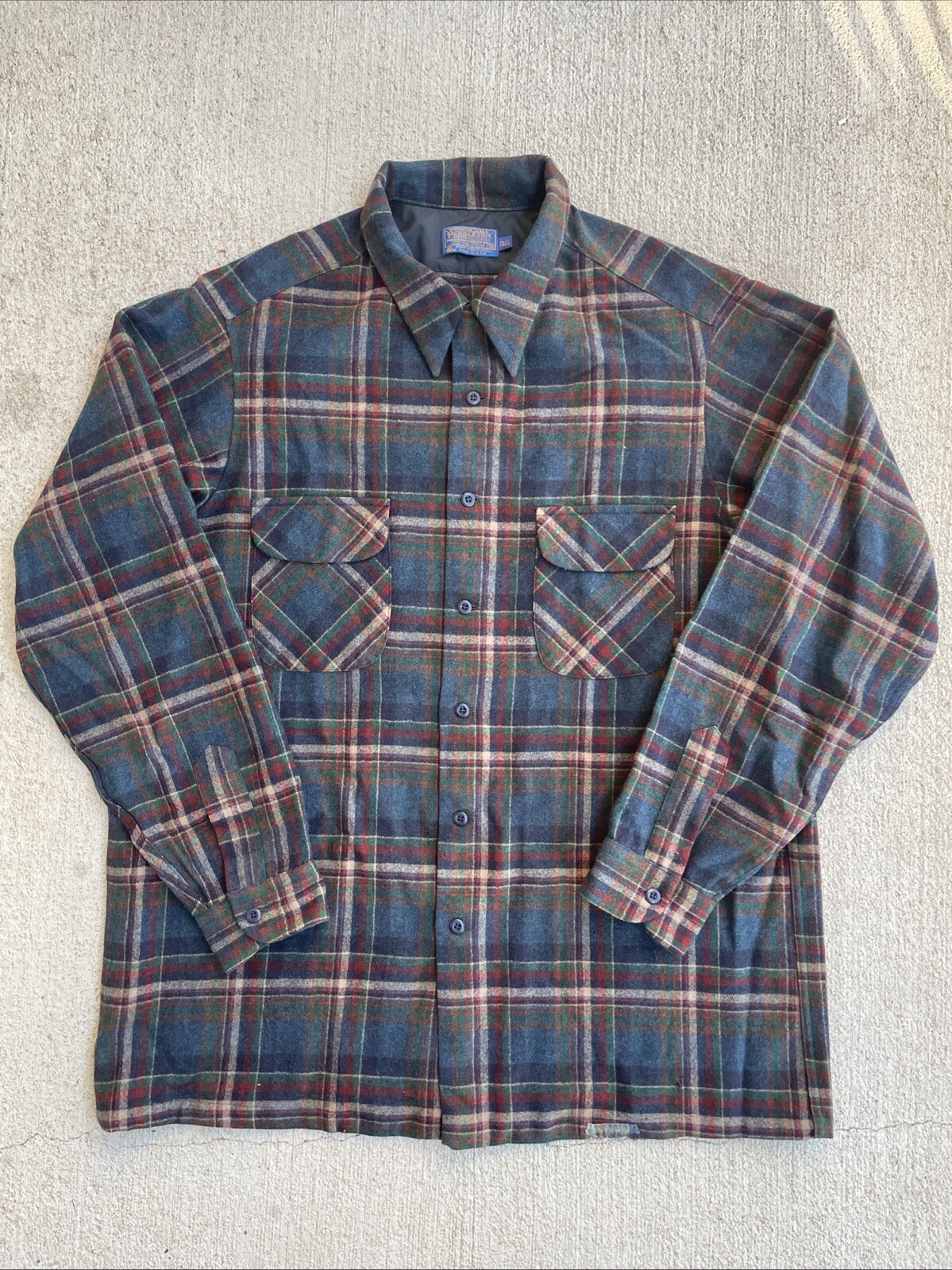 Pendleton Men's Wool Board Shirt 2XL XXLARGE TALL Blue Green Red Plaid Jac VTG | eBay