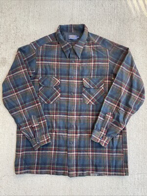 Pendleton Men's Wool Board Shirt 2XL XXLARGE TALL Blue Green Red Plaid Jac VTG | eBay