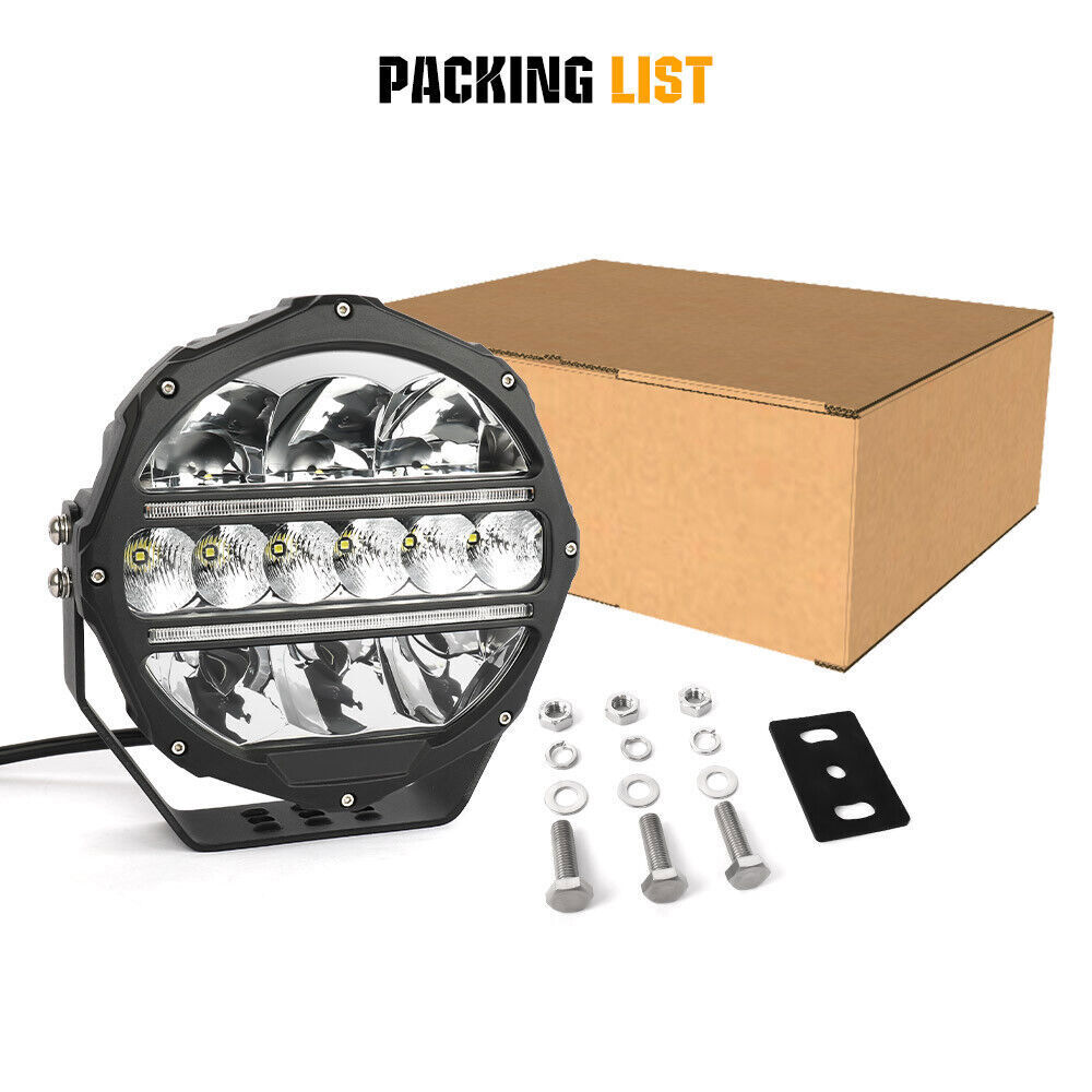 9 inch LED Spot Driving Lights Black Round Spotlight DRL 4x4 Offroad ...