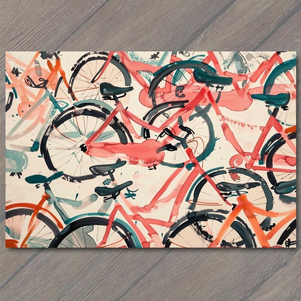 13x19" Bicycle Collage Riding Bikes Funny Cute Strange Wheels Fun Cute ...