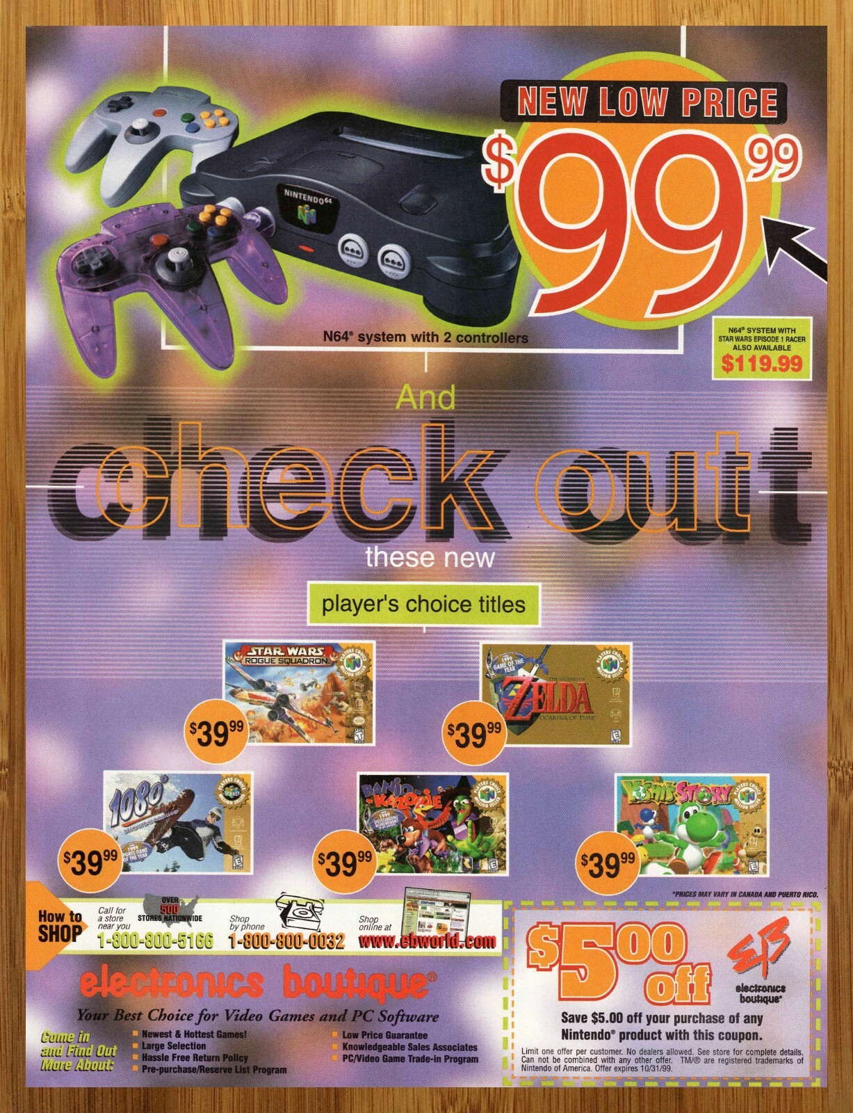 1999 EB GAMES N64 Nintendo 64 Console Print Ad/Poster Zelda Banjo ...