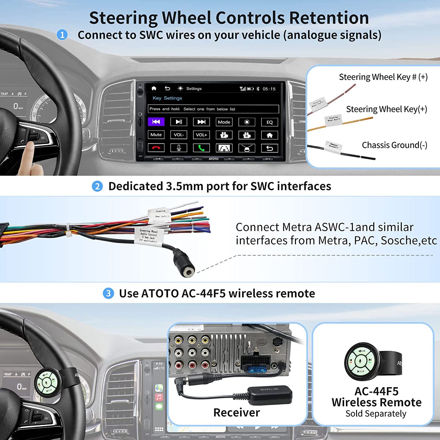 ATOTO F7XE 7" 2DIN Bluetooth Car Stereo SXM Radio Wireless CarPlay ...