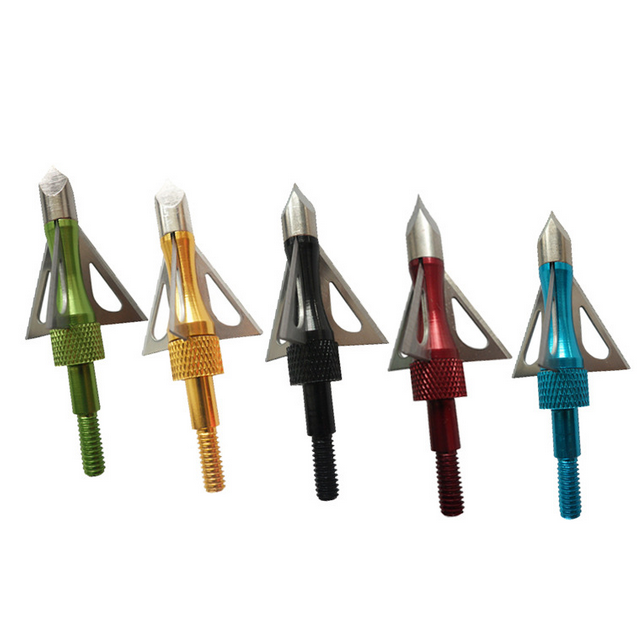12pcs Archery Broadheads 100 grain Steel 3-blade hunting Arrow Heads ...