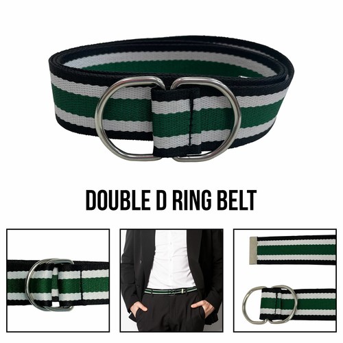 Double D-Ring Adjustable Belt Canvas Fabric Webbing belt Casual Office ...
