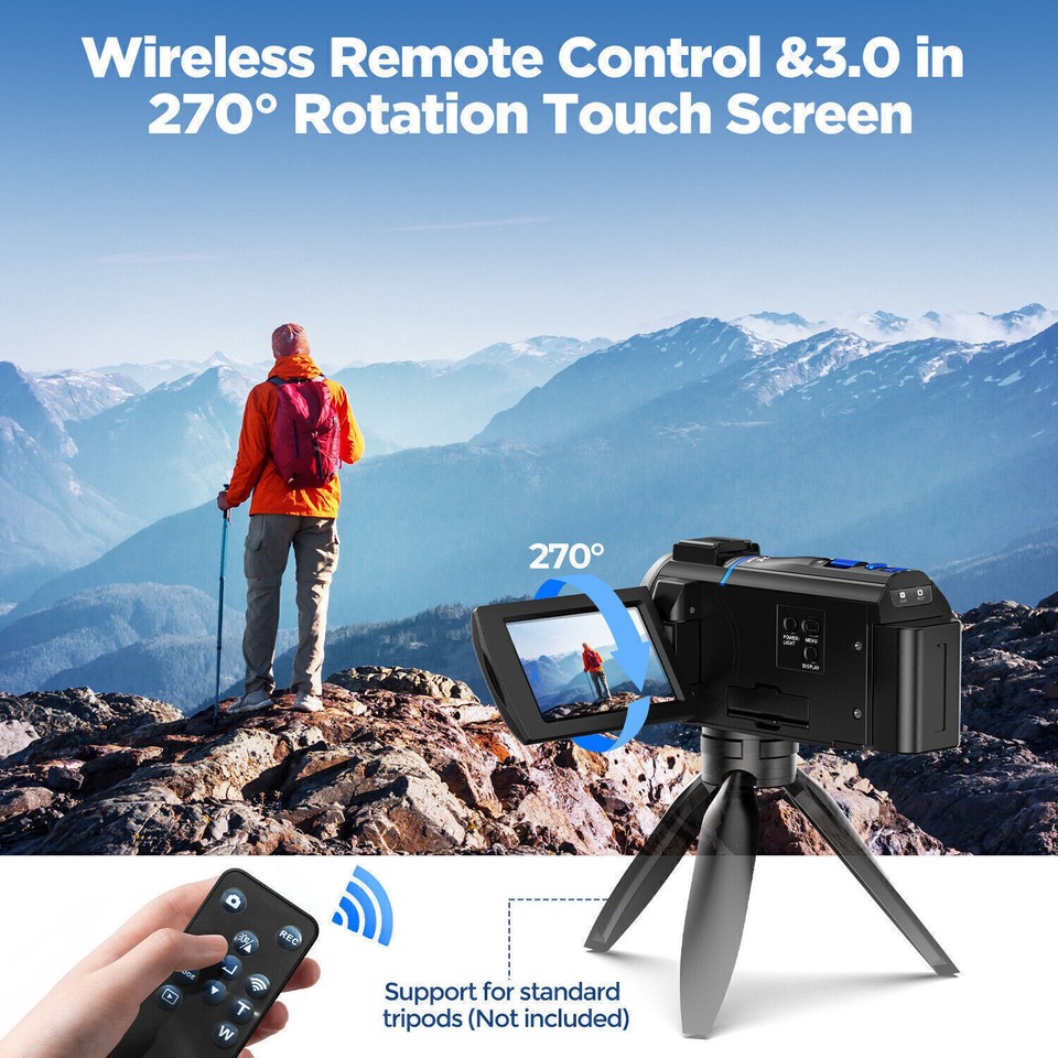 4K Touch Screen 48MP Handheld DV Camcorder Video Camera 16x Zoom IR ...