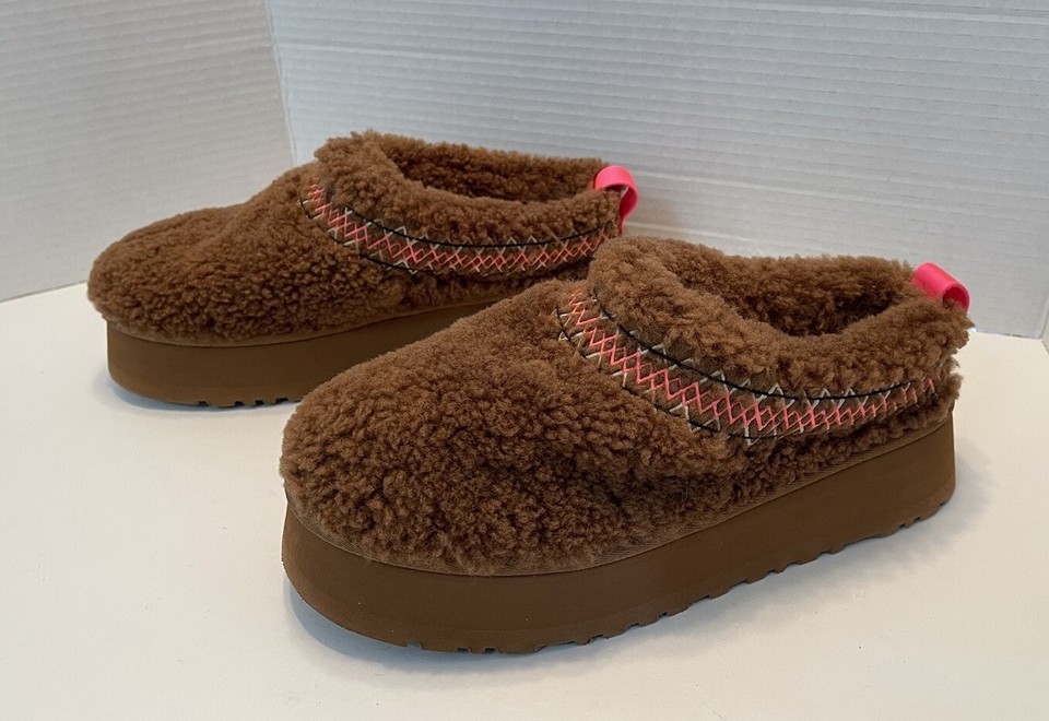NWOT UGG TAZZ BRAID PLATFORM WOMEN'S SLIPPERS 1143976 HARDWOOD SIZE 9 | eBay