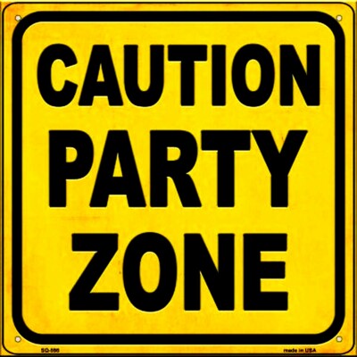 METAL SIGN CAUTION PARTY ZONE christmas gift summer time fun swim SQ598 ...
