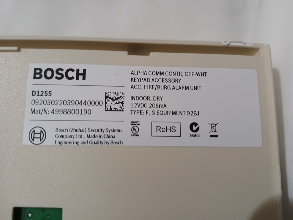 Bosch D1255 Alpha Numeric Command Center Alarm Keypad Used Excellent | eBay