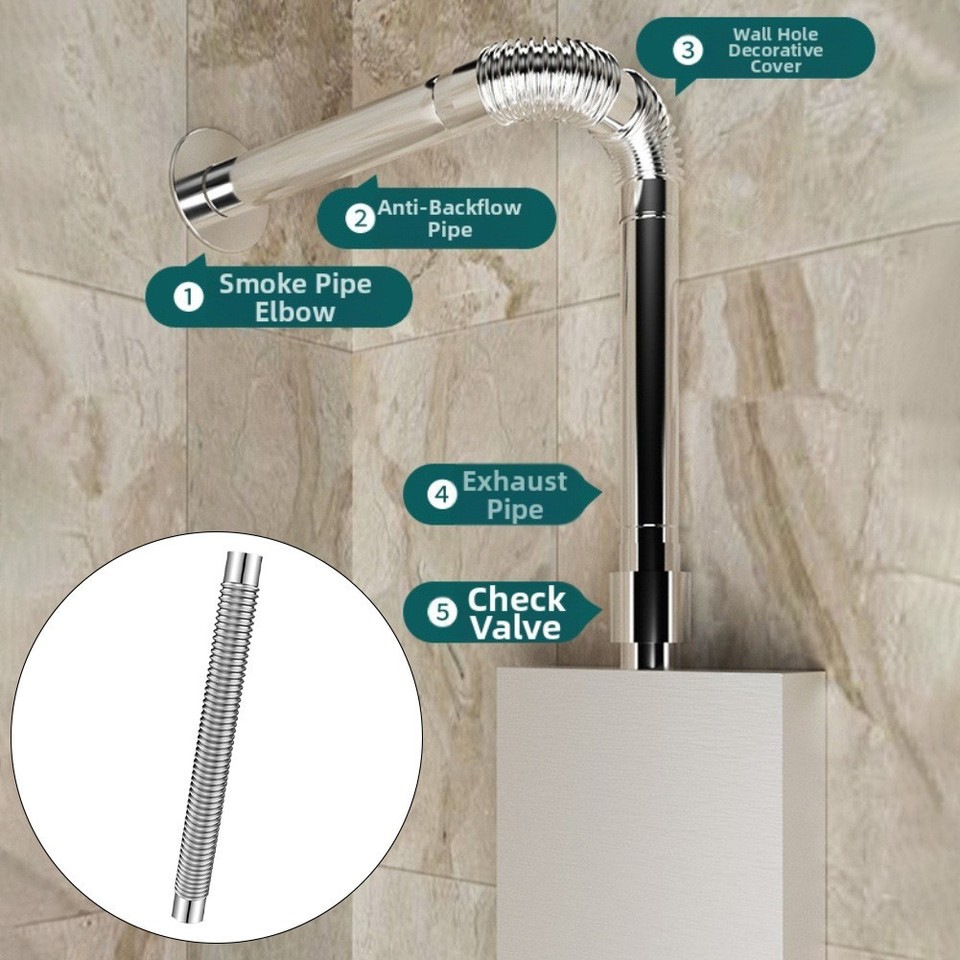 6x100CM Flexible Exhaust Pipe Stainless Steel for Chimney and ...