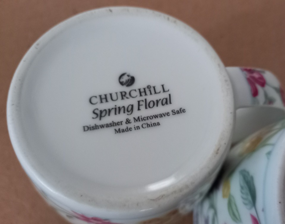 Pair of Floral Coffee Mugs - Churchill Spring Floral- Barrel Shape ...