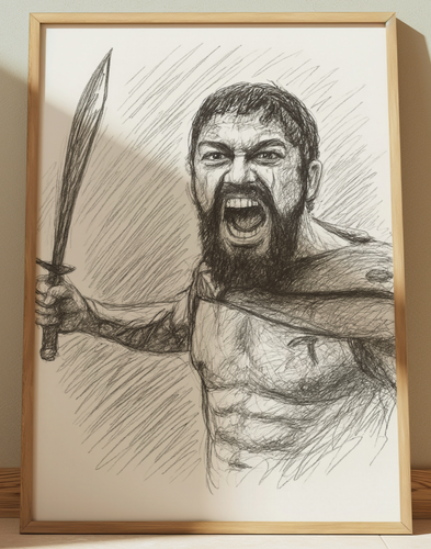 KING LEONIDAS 300 MOVIE DRAWING PRINT PORTRAIT SKETCH 8" x 10" 300 ...