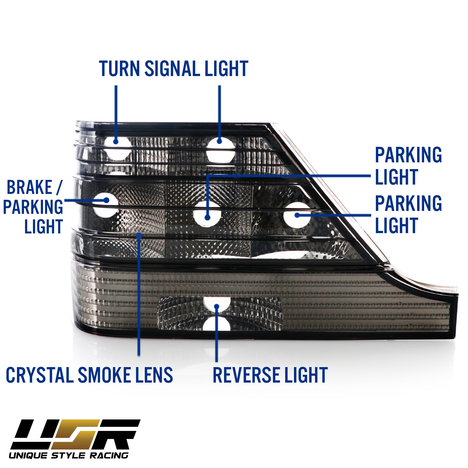 SMOKE 3 Pieces LH+RH+Center Rear Tail Light Set For 95-99 Mercedes W140 ...