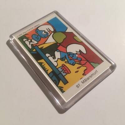 FRIDGE MAGNET - Smurfs - Painter Smurf (original 1970s card #97) | eBay UK