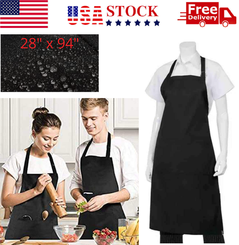 Cooking Kitchen Bib Apron with 2 Pockets Waterproof Cooking Kitchen BBQ ...