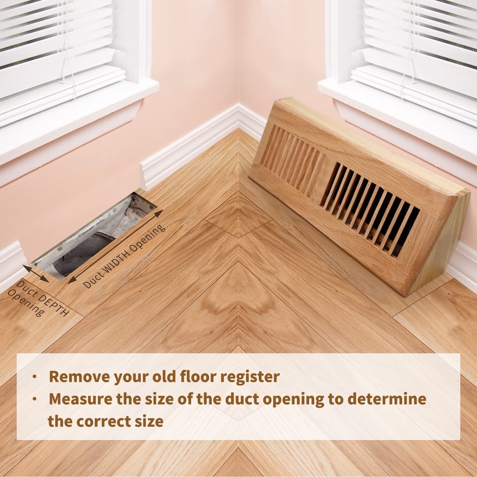 Red Oak Baseboard Wooden Register 18 Inch Supply Floor Vent Baseboard ...