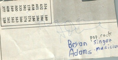 Bryan Adams Musician Singer Pop Rock Music Autographed Signed Cut | eBay