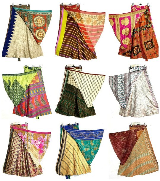 Lot 5 Pcs Rapron Long Ethnic Silk Hippie Skirt Bohemian Beach Wear Wrap ...