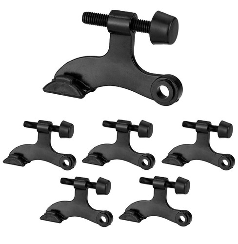 6 Pack Hinge Pin Black Door Stops -Heavy Duty Adjustable Door Stopper ...