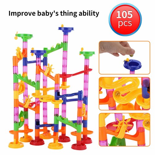 DIY Construction Marble Race Run Maze Balls Track Building Blocks ...