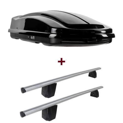 Dachbox LEVUP Space 430 Duo + Dachträger Menabo für Skoda Superb St. II ...