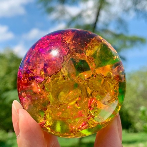 310.3G Natural Titanium Rainbow Quartz sphere Crystal ball Healing | eBay