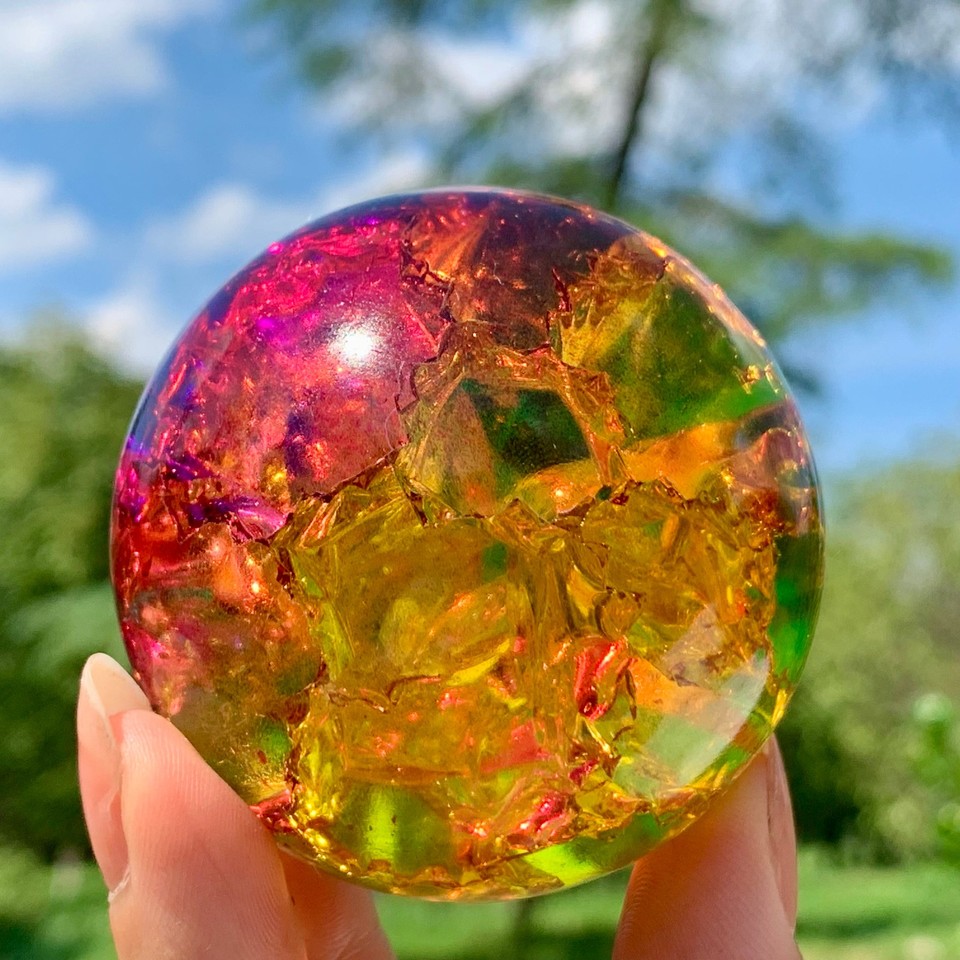 300G Natural Titanium Rainbow Quartz sphere Crystal ball Healing | eBay