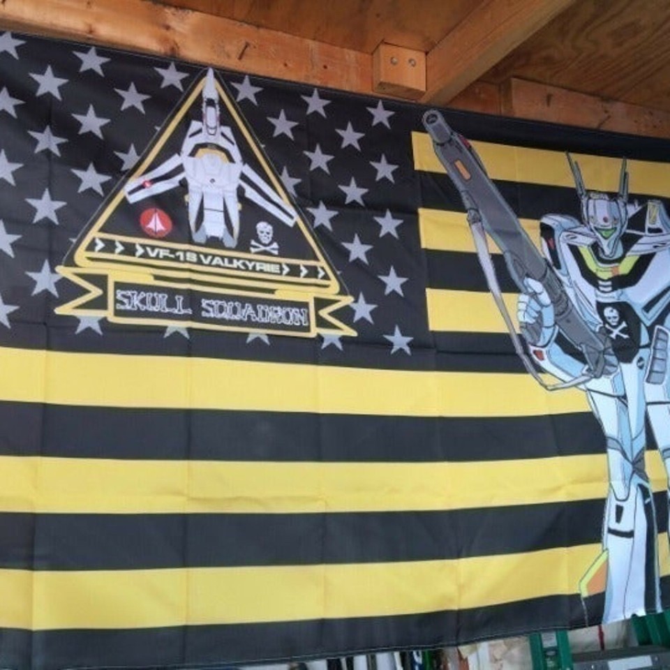 Robotech Macross 5ft Veritech Flag Rick Skull Squadron | eBay
