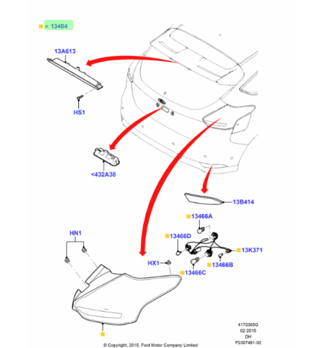 FORD OEM 15-18 Ford Focus RH Stop Lamp Assy F1EZ13404C | eBay