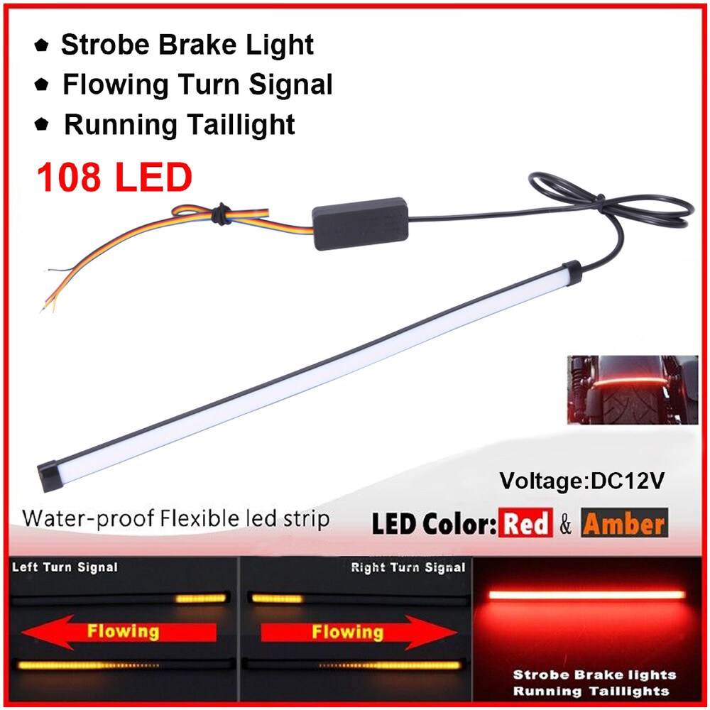 Motorcycle LED Flexible Tail Light Strip Integrated Brake Stop Turn ...