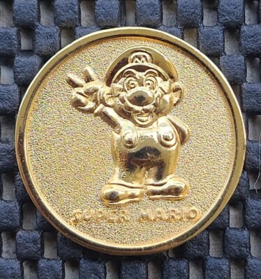 Super Mario Gold Coin Medal Video Game 10th Anniversary Rare Promo SNES ...