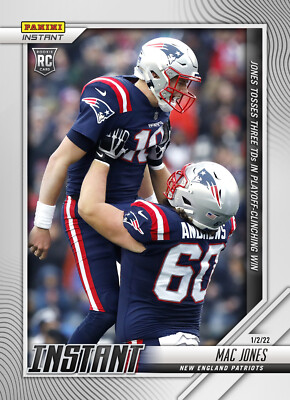 Mac Jones 2021 NFL Panini Instant Rookie #160 RC Clinches Division ...