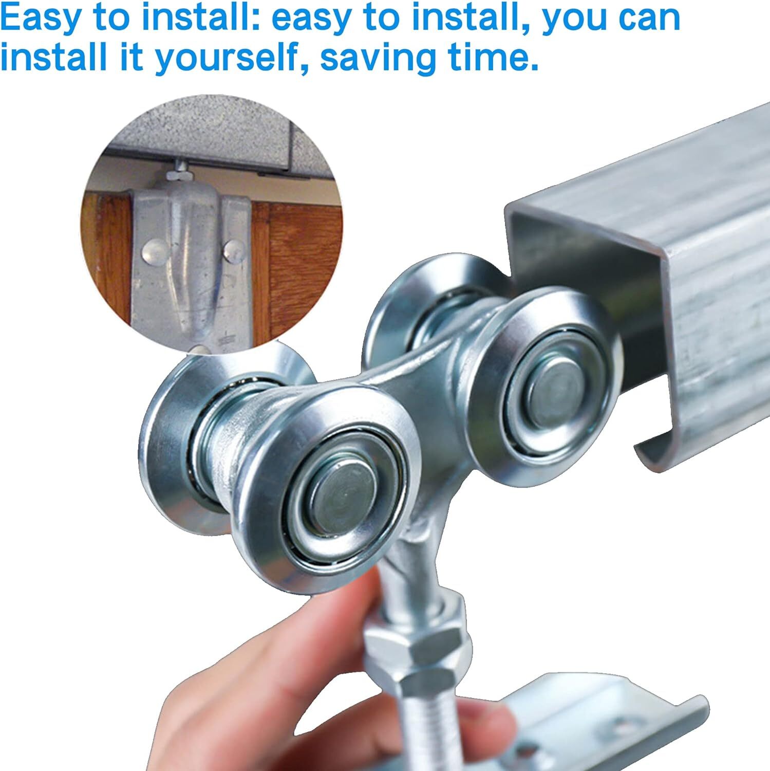 Silver Sliding Door Track Roller Hanging Rail Trolley Wheel H4-3 for ...