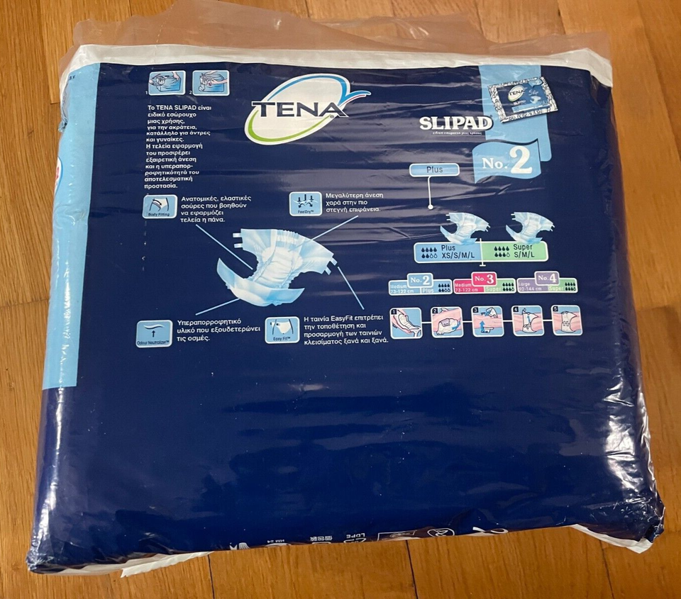 Vintage 00s TENA SLIPAD 15 plastic backed ADULT diapers Medium size No2 ...