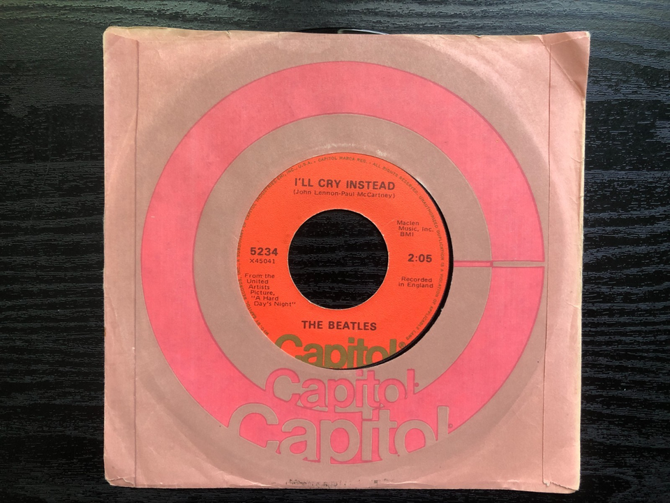 Beatles I'LL CRY INSTEAD 1976 Capitol single Orange LA A side = VG++ B ...