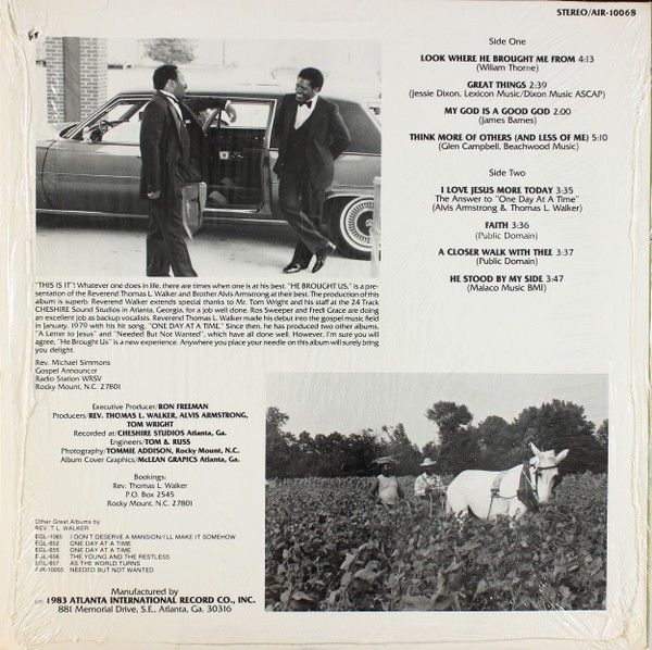 Rev. Thomas L. Walker And Alvis Armstrong, He Brought Me, (LP, Album ...