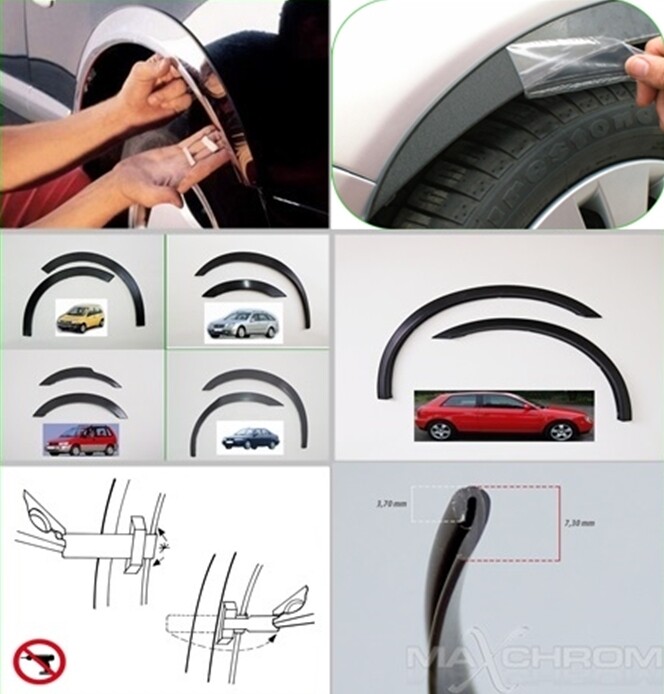 MERCEDES A W168 wheel arch trim front rear wing Black Matt styling 4 pc ...