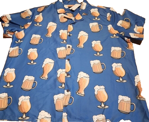 SIZE 8XL men casual shirt BEER By RILEY ADAMS Blue NEW combine post ...