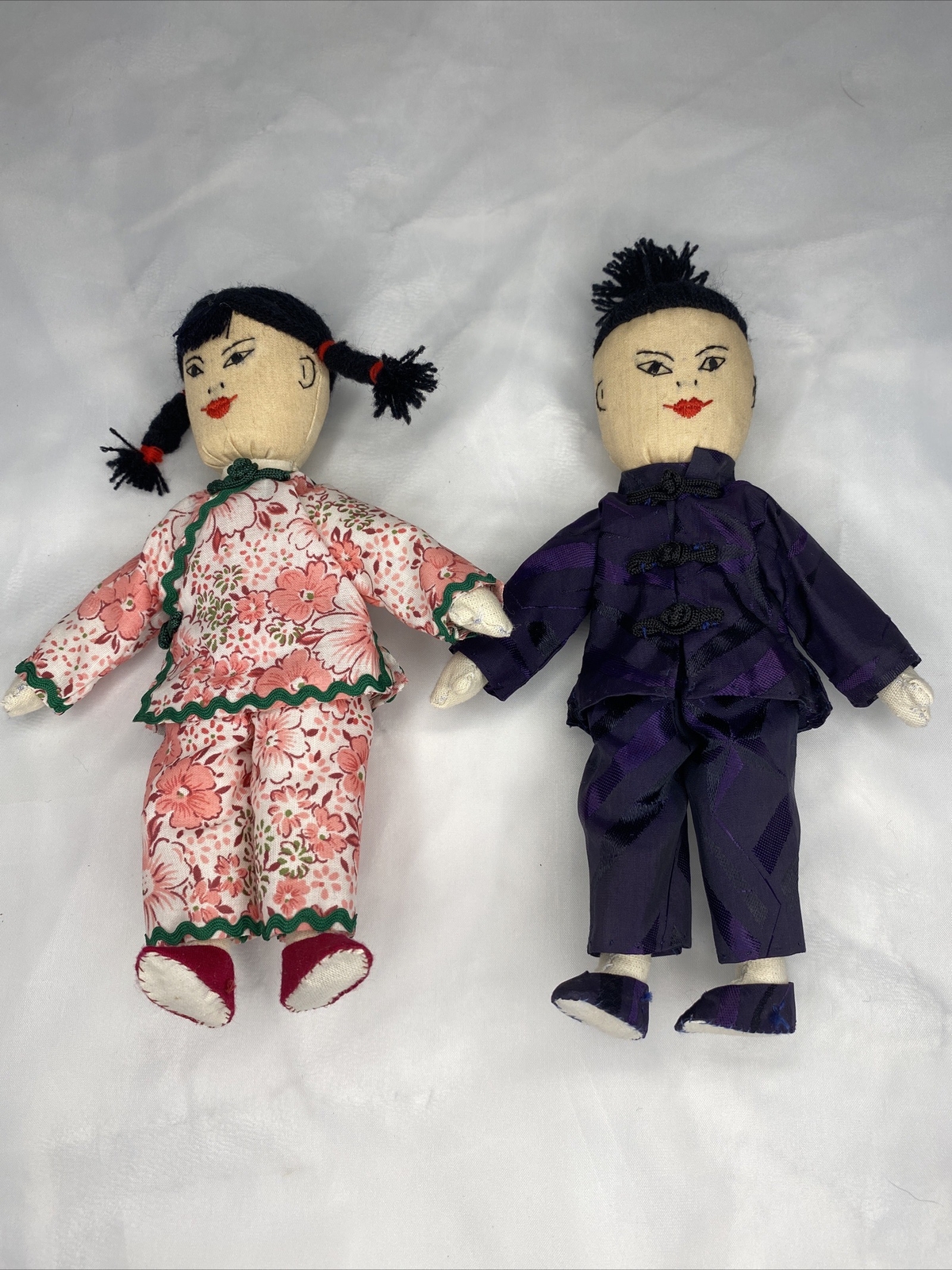 Set of 2 Boy/Man Girl/Woman Ada Lum Style Cloth Chinese Rag Dolls 1990s ...