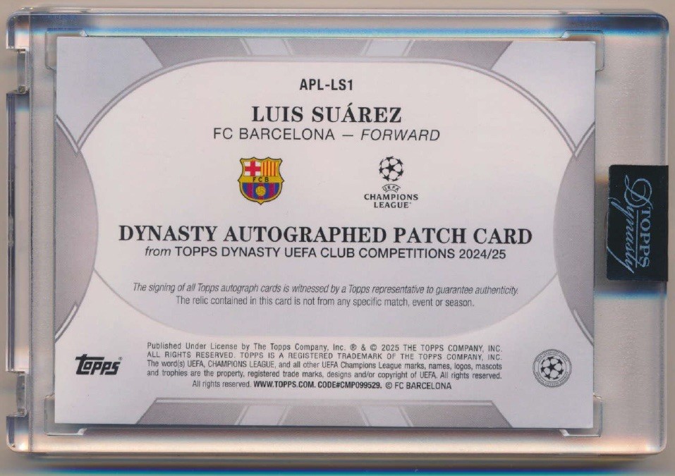 2024-25 Topps Dynasty UCC Soccer Luis Suarez Match-Worn Patch ON CARD ...